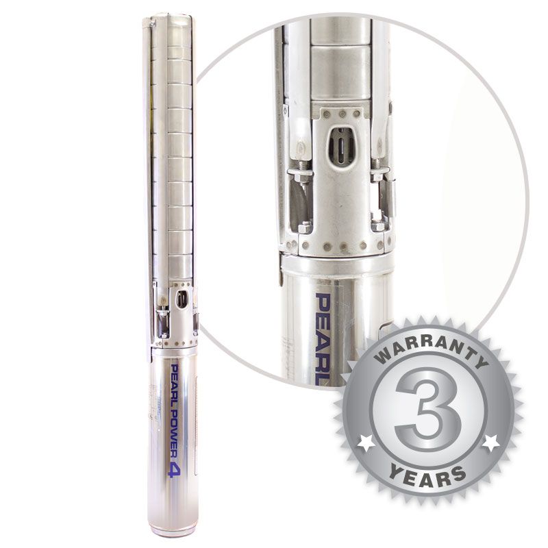 Pearl 4" Submersible Water Pump 18 GPM - All Stainless Steel 4PWS18G ...